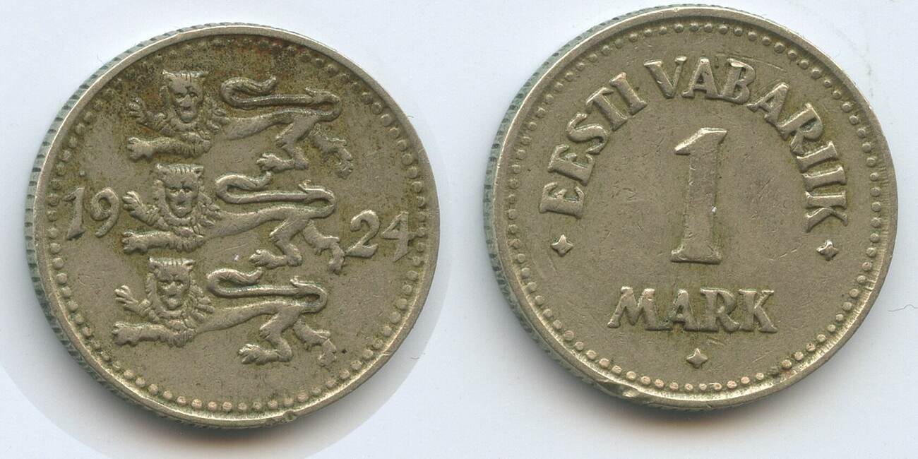 Estland 1 Mark 1924 G8422 - Estonia Eesti Vabariik Eesti Sehr schön ...