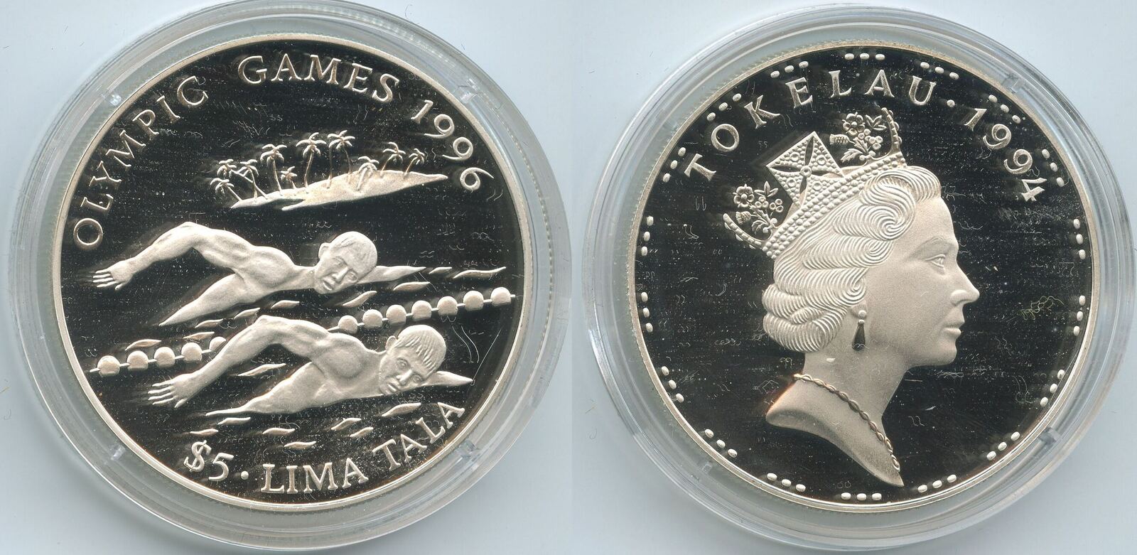 Tokelau 5 Lima Tala Silber 1994 G0243 - Summer Olympics Atlanta 1996 ...