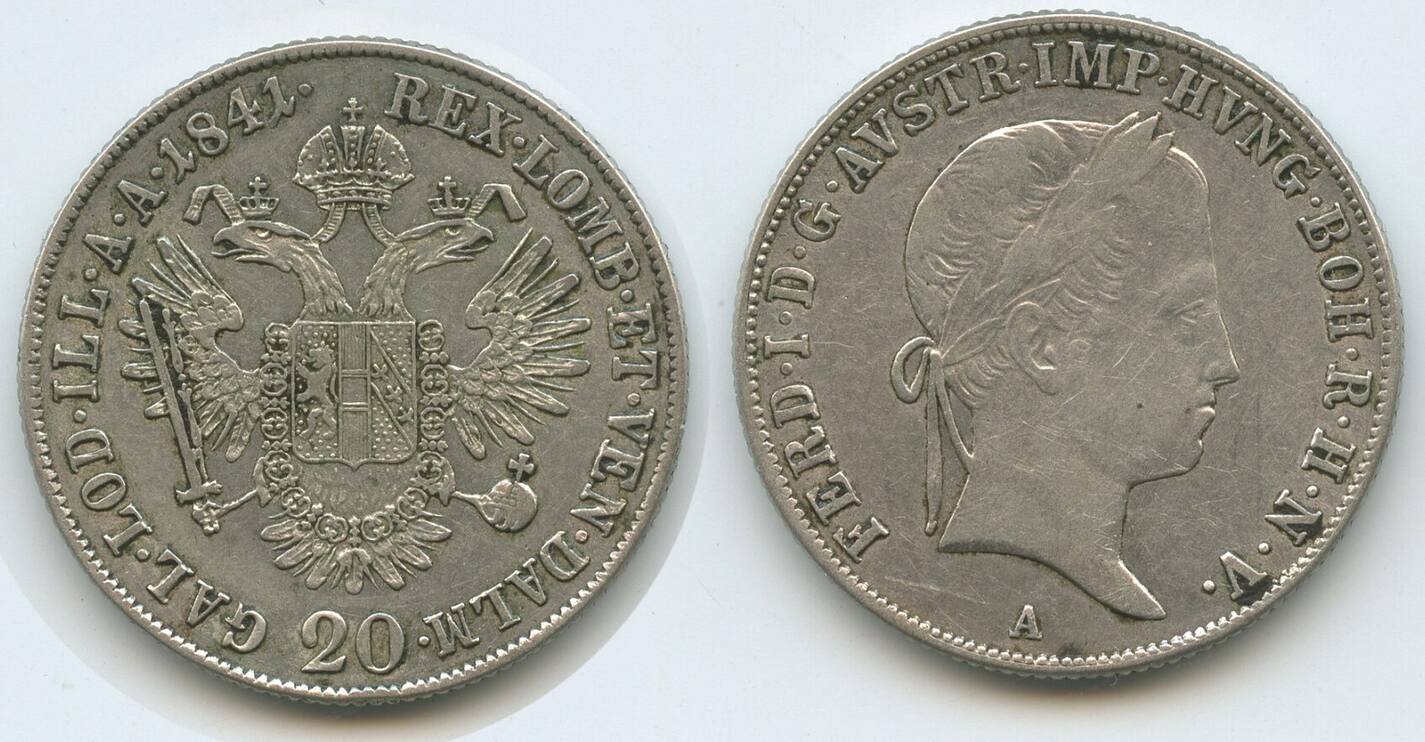 Österreich Kaiserreich 20 Kreuzer Silber 1841 A Wien G5978 - Ferdinand I. 1835-1848 Austria Sehr ...