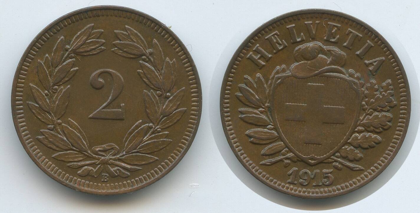Schweiz Eidgenossenschaft 2 Rappen 1915 B Bern G16489 - Confédération Helvétique Switzerland ...