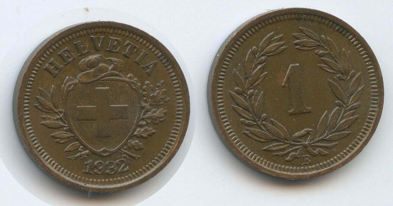 Schweiz Eidgenossenschaft 1 Rappen 1932 B Bern G16500 - Confédération Helvétique Switzerland ...