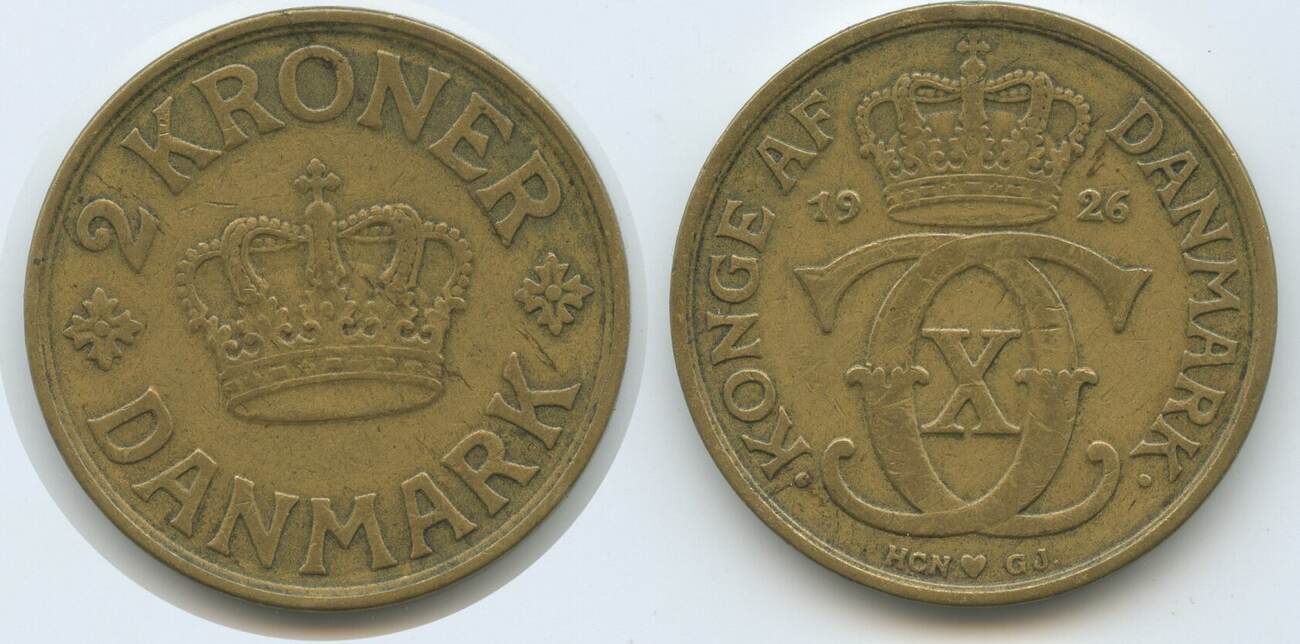 Dänemark 2 Kroner 1926 HCN♥︎GJ G2339 - Christian X. 1912-1947 Denmark ...