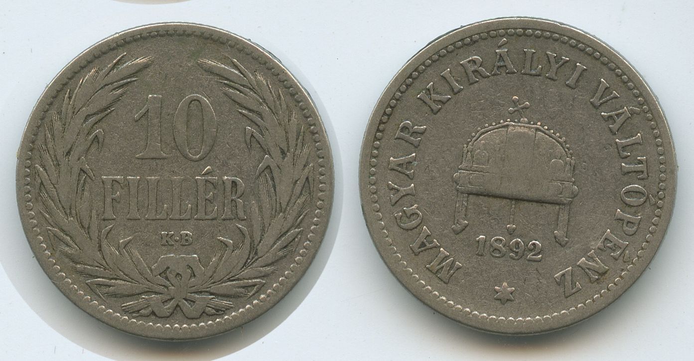 Ungarn Kaiserreich 10 Filler 1892 KB Kremnitz G14796 - Franz Joseph I. 1848-1916 Hungary Schön ...