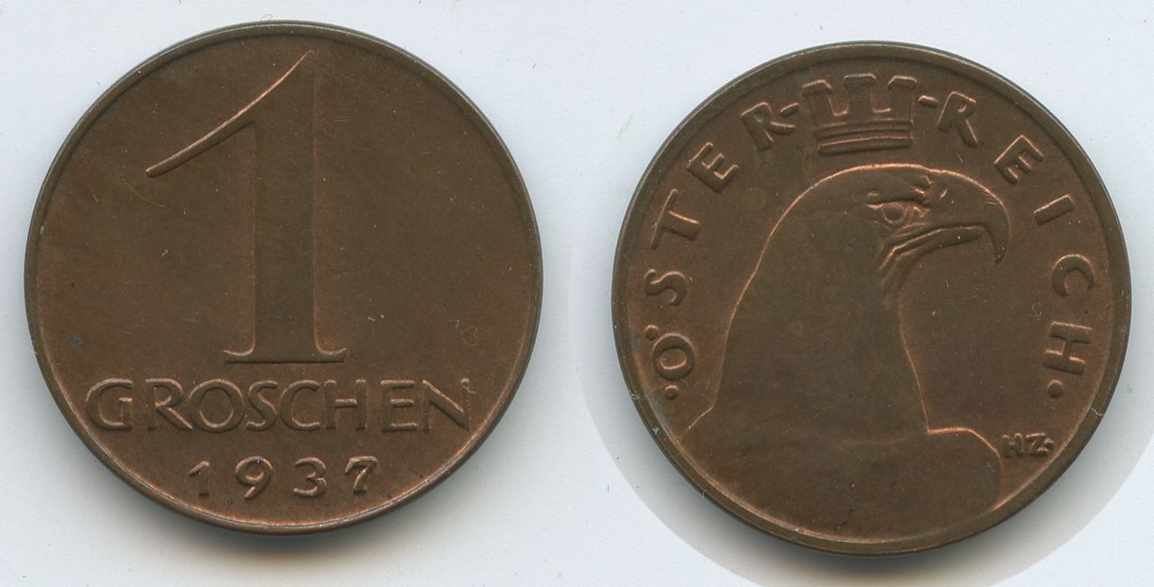 Österreich 1.Republik 1 Groschen 1937 G4197 - Austria 1.Republic ...