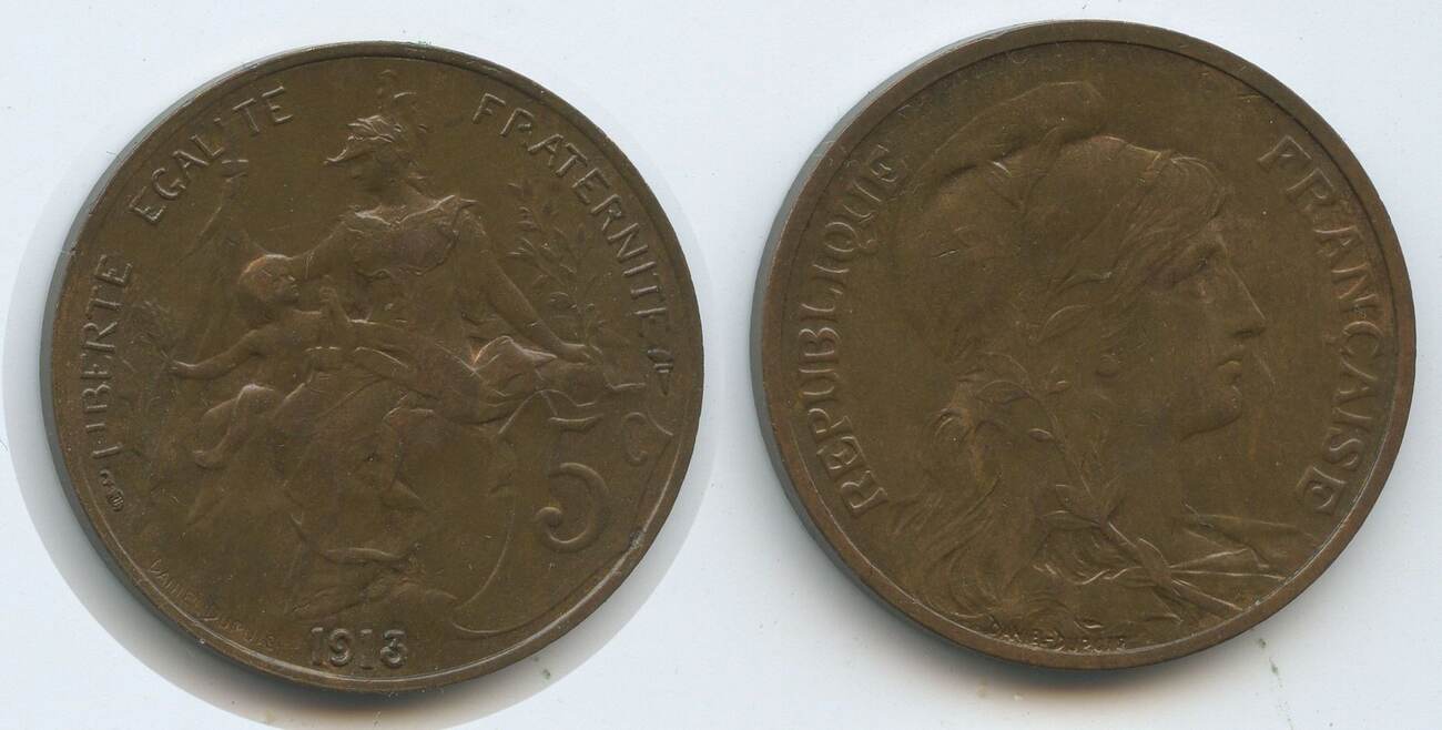 Frankreich 5 Centimes 1913 A Paris G1832 -Third Republic France ...