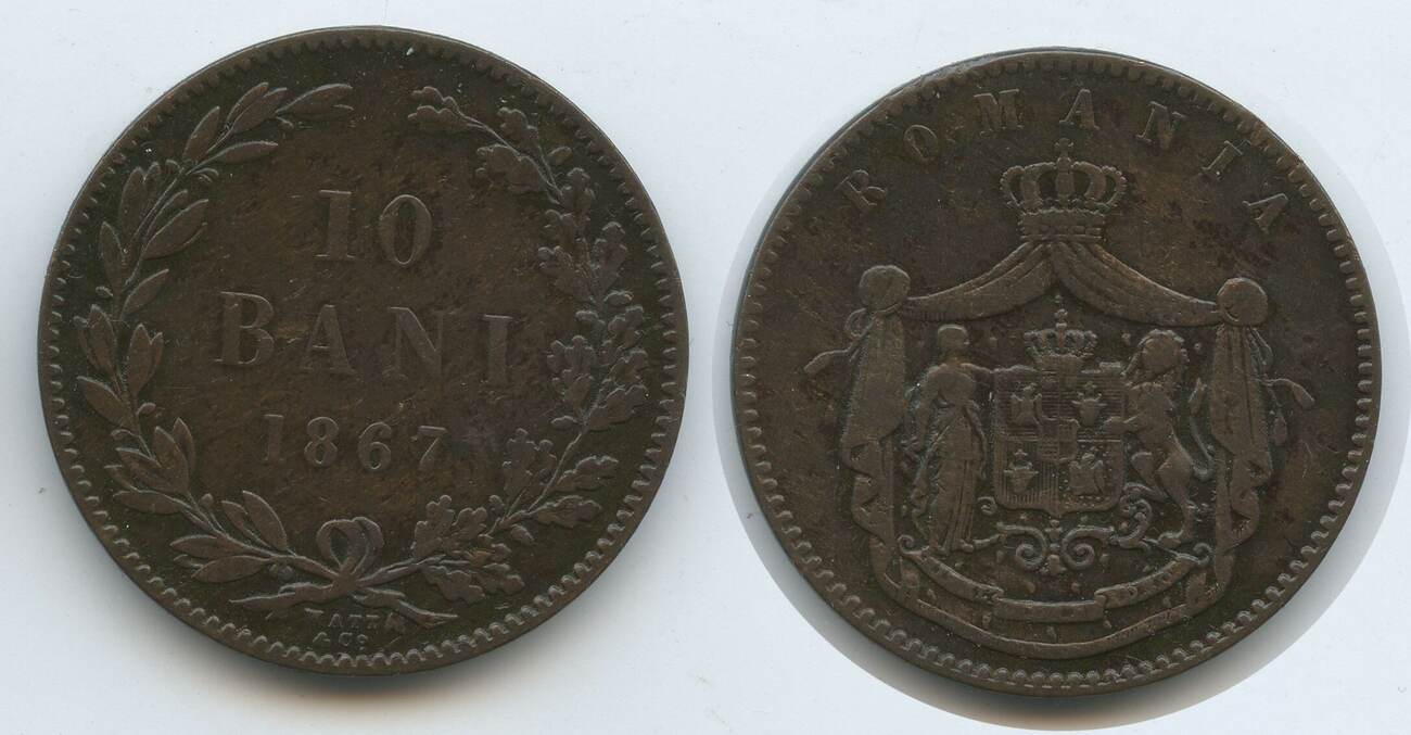 Rumänien 10 Bani 1867 Watt&Co G0636 - Carol I. 1866-1914 Romania Sehr ...