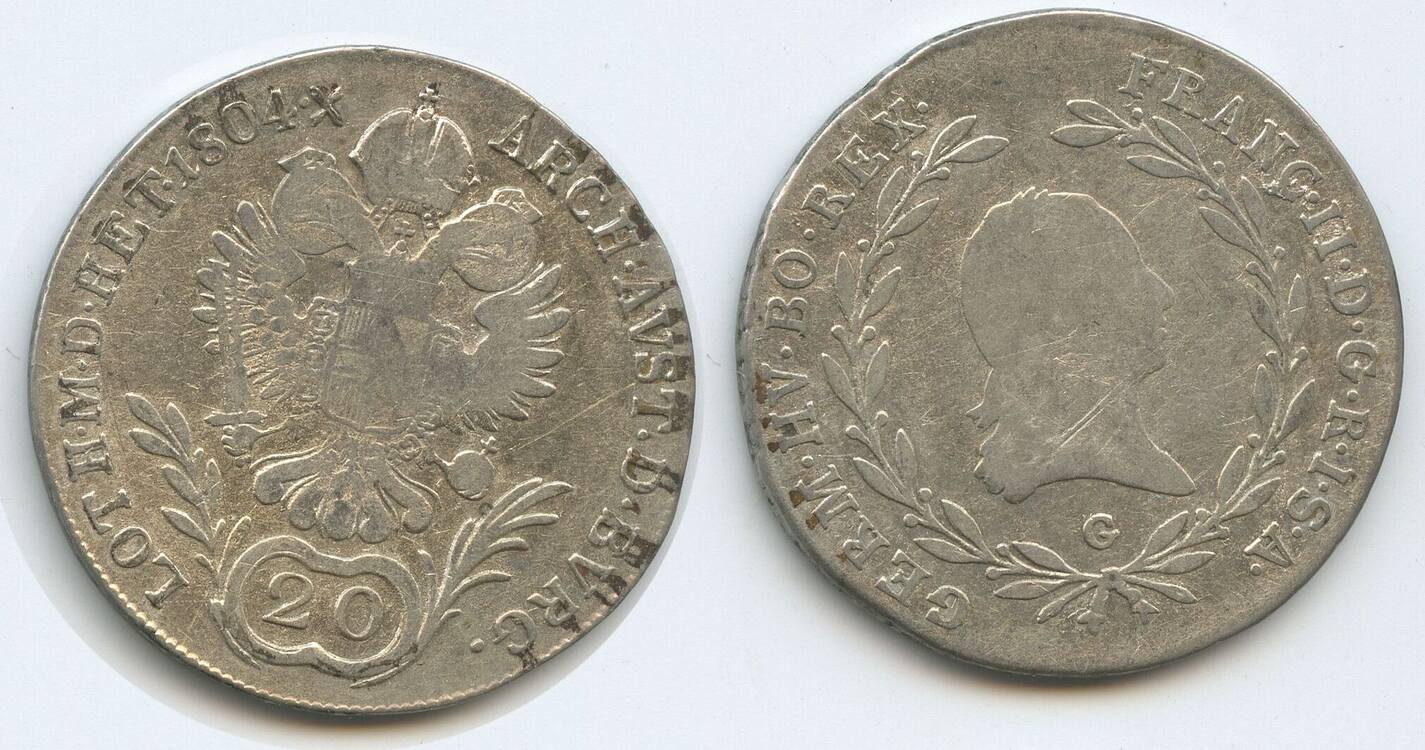 RDR Österreich Ungarn 20 Kreuzer Silber 1804 G Nagybanya G5823 - Franz II. 1792-1835 Austria ...