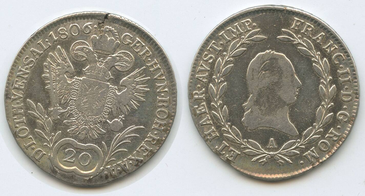RDR Österreich 20 Kreuzer Silber 1806 A Wien G5828 - Franz II. 1792-1835 Austria Sehr schön | MA ...