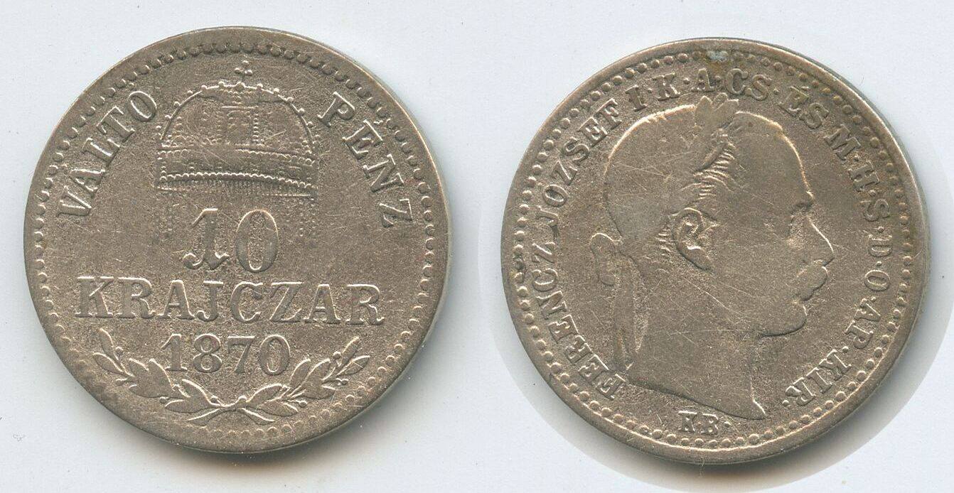 Österreich Ungarn Kaiserreich 10 Krajczar Silber 1870 KB Kremnitz H1202 - Franz Joseph I. 1848 ...