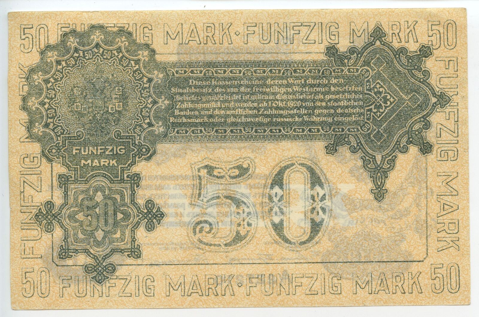 Lettland Jelgava Mitau 50 Mark Geldschein 1919 GB004 - Freiwillige ...