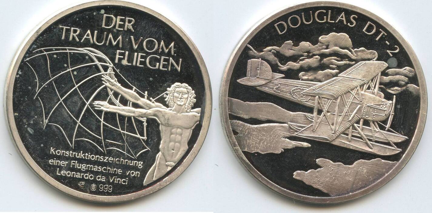 Deutschland Bundesrepublik Silbermedaillle nd. M1045 - Douglas Dt-2 - Der Traum vom Fliegen ...