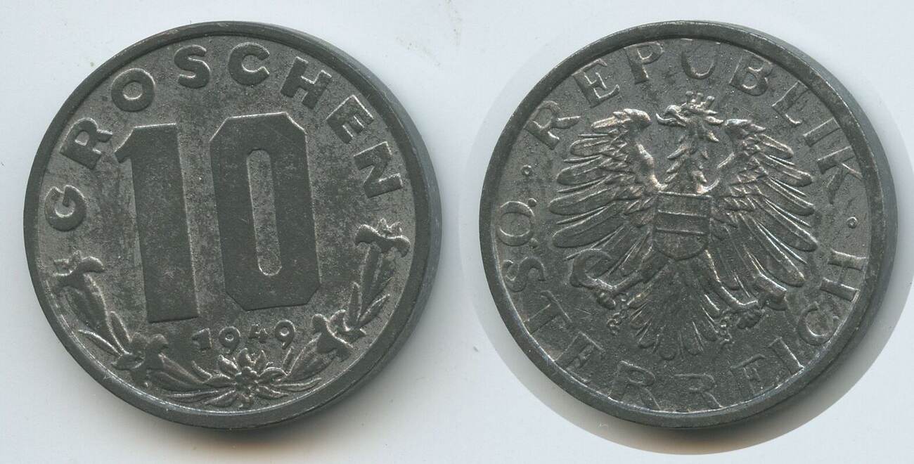 Österreich 10 Groschen 1949 G8122 - 2.Republik 1945-2001 Austria ...