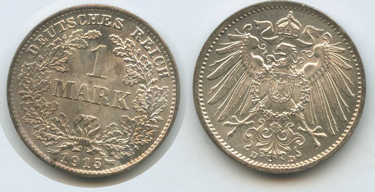 Deutsches Reich Kaiserreich 1 Mark Silber 1915 A Berlin G10274 - Germany Empire Wilhelm II. Fast ...