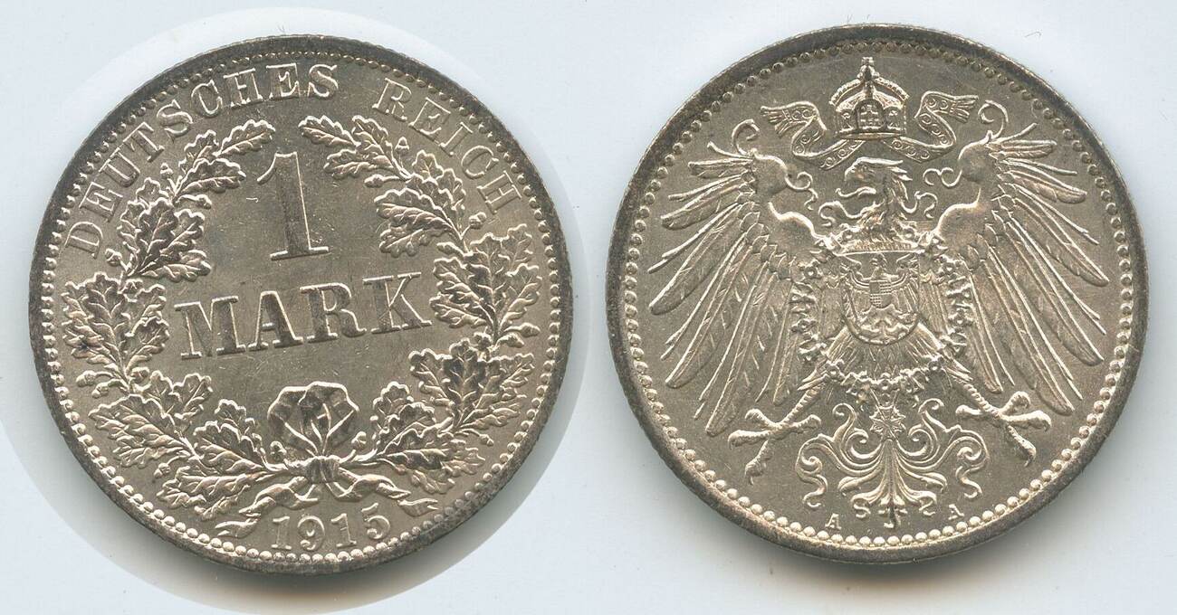 Deutsches Reich Kaiserreich 1 Mark Silber 1915 A Berlin G10299 - Germany Empire Wilhelm II. Fast ...