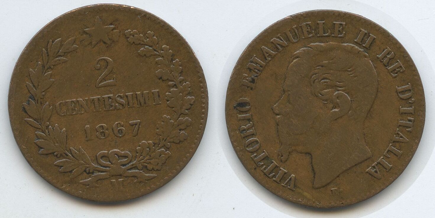 Italien 2 Centesimi 1867 M Mailand G3559 - Vittorio Emanuele II. Milano ...