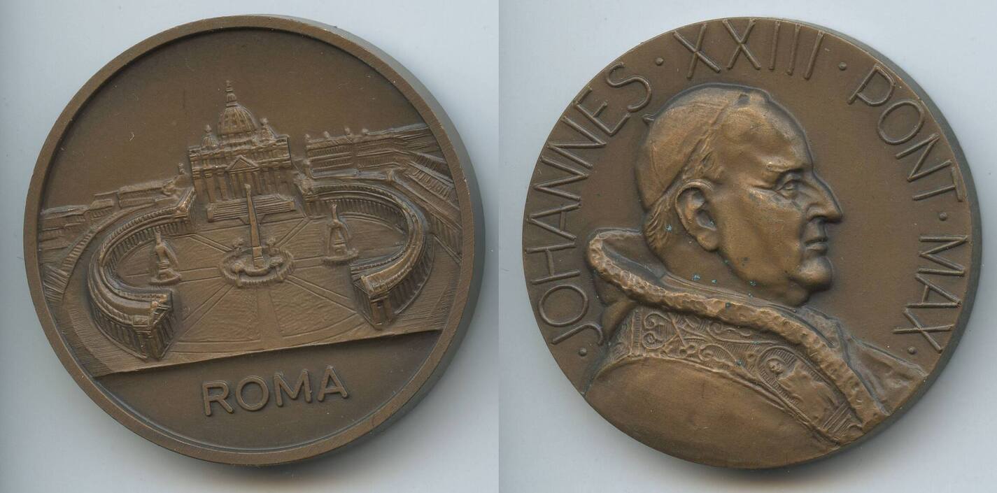 Vatikan Italien-Kirchenstaat Bronzemedaille M#7250 - Papst Johannes XXIII. 1958-1963 - Roma ...