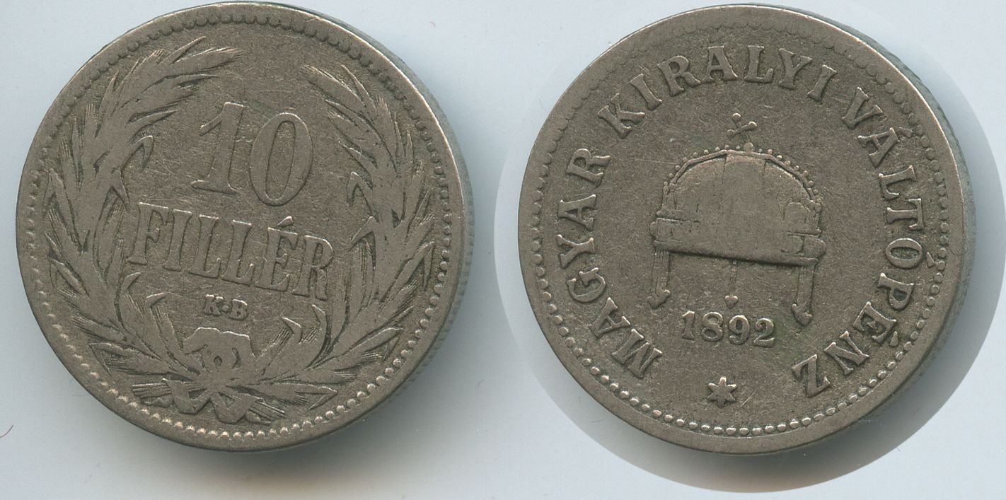 Ungarn Kaiserreich 10 Filler 1892 KB Kremnitz G14844 - Franz Joseph I. 1848-1916 Hungary Schön ...