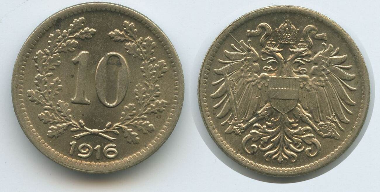 Österreich Kaiserreich 10 Heller Bindenschild 1916 G5591 - Franz Joseph ...