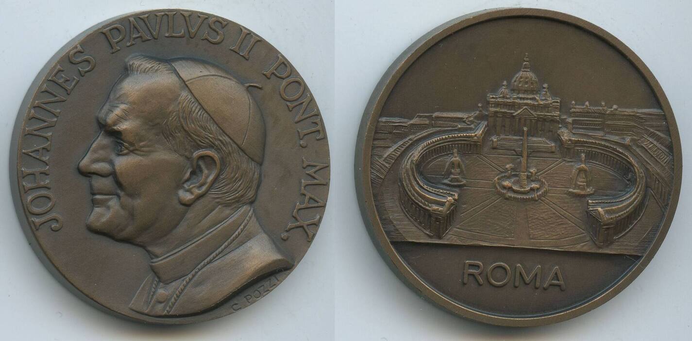 Vatikan Italien-Kirchenstaat Bronzemedaille M#7250 - Papst Johannes Paul II. 1978-2005 - Roma ...