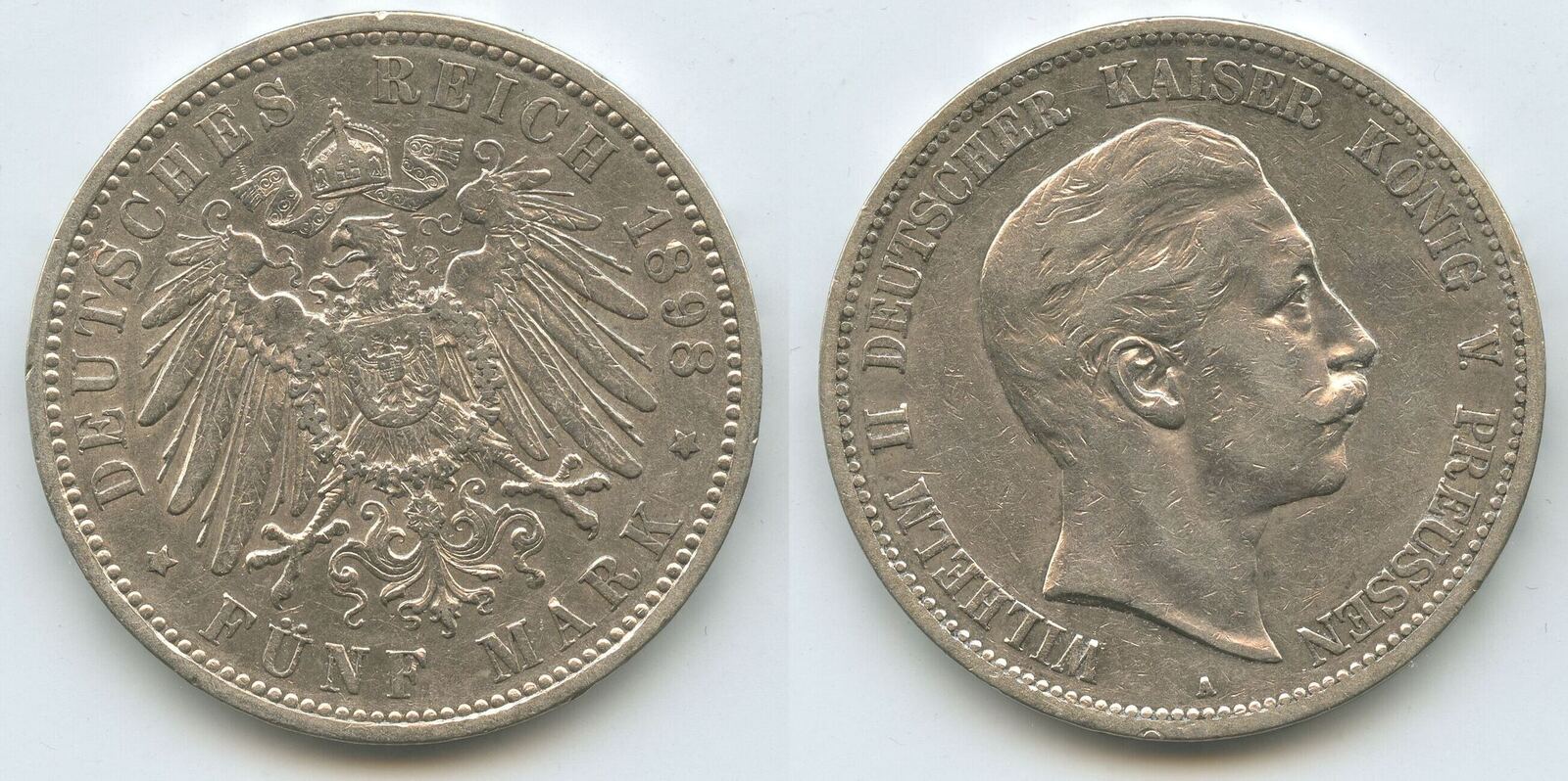Deutsches Reich Kaiserreich Preussen 5 Mark Silber 1898 A Berlin S0001 ...