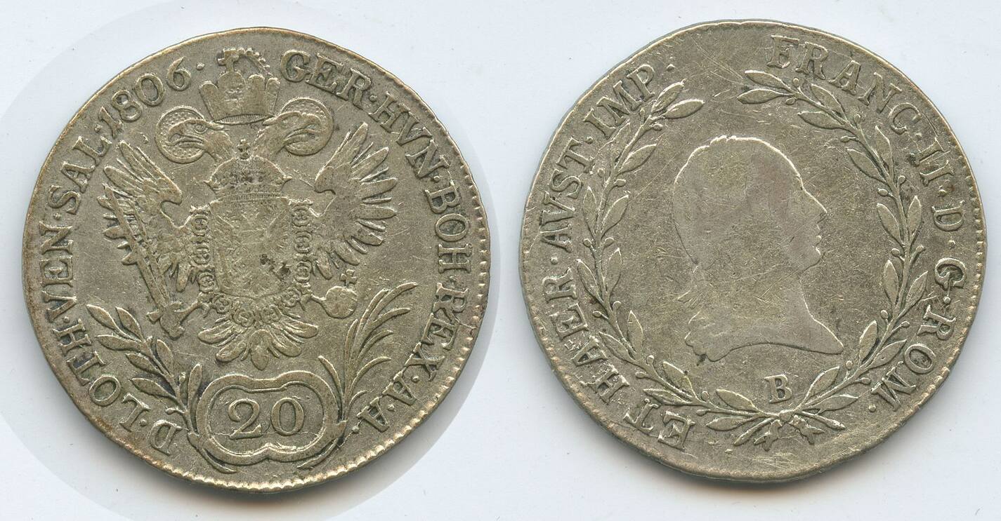 RDR Österreich Ungarn Kremnitz 20 Kreuzer Silber 1806 B Kremnitz H0450 - Franz II. 1792-1835 ...