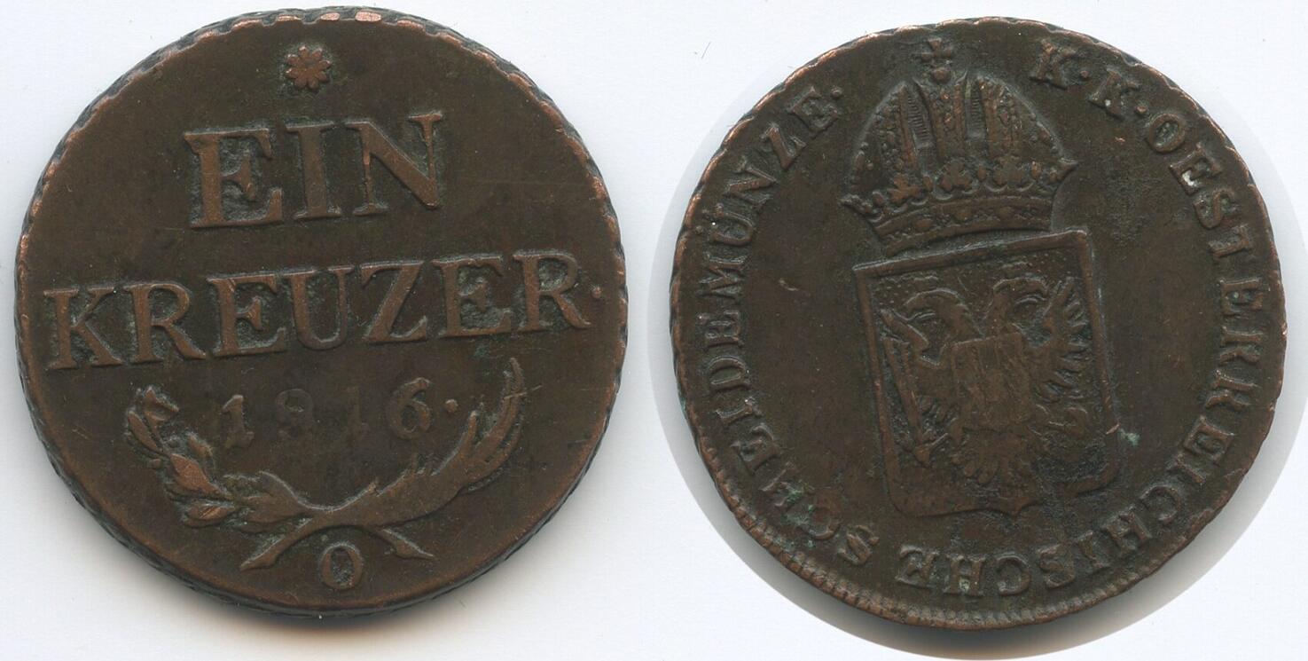 Österreich Ungarn Rumänien 1 Kreuzer 1816 O Orawitz G5444 - Franz II ...
