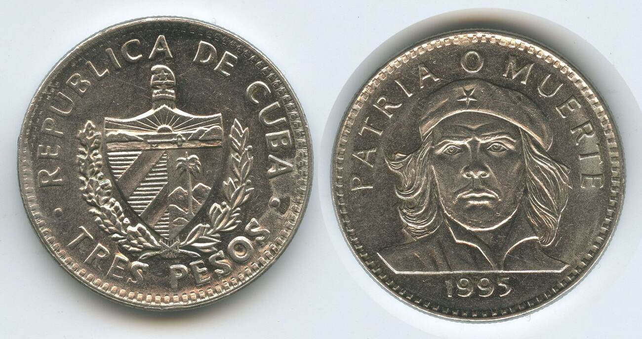 Kuba 3 Pesos (Tres Pesos) 1995 M#3082 - Tres Pesos - Ernesto Che ...