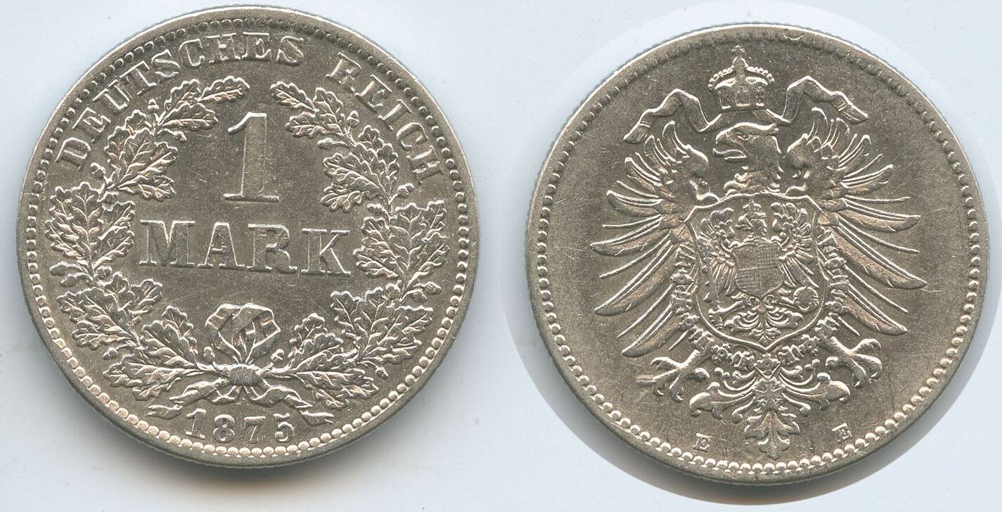 Deutsches Reich Kaiserreich 1 Mark Silber 1875 E Muldenhütten G10585 - Germany Empire Wilhelm I ...