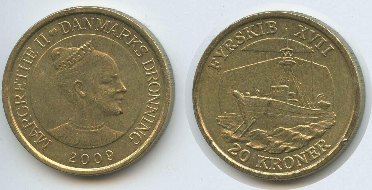 Dänemark 20 Kroner 2009 G2479 - Danish Ships Series - Fyrskib XVII ...