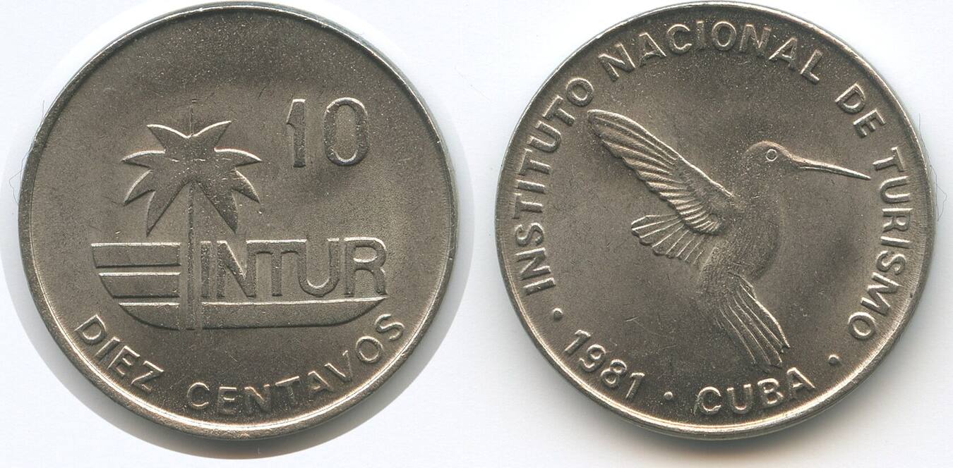 Kuba Intur 10 Centavos 1981 M#6077 - Cuba Kolibrie (große Zahl 10 ...