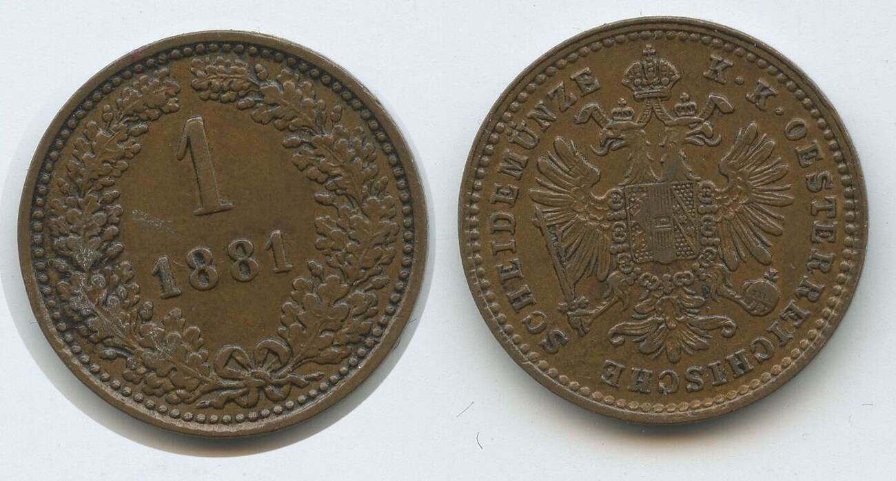 Österreich Kaiserreich 1 Kreuzer 1881 Wien G14958 - Franz Joseph I. 1848-1916 Austria Vorzüglich ...