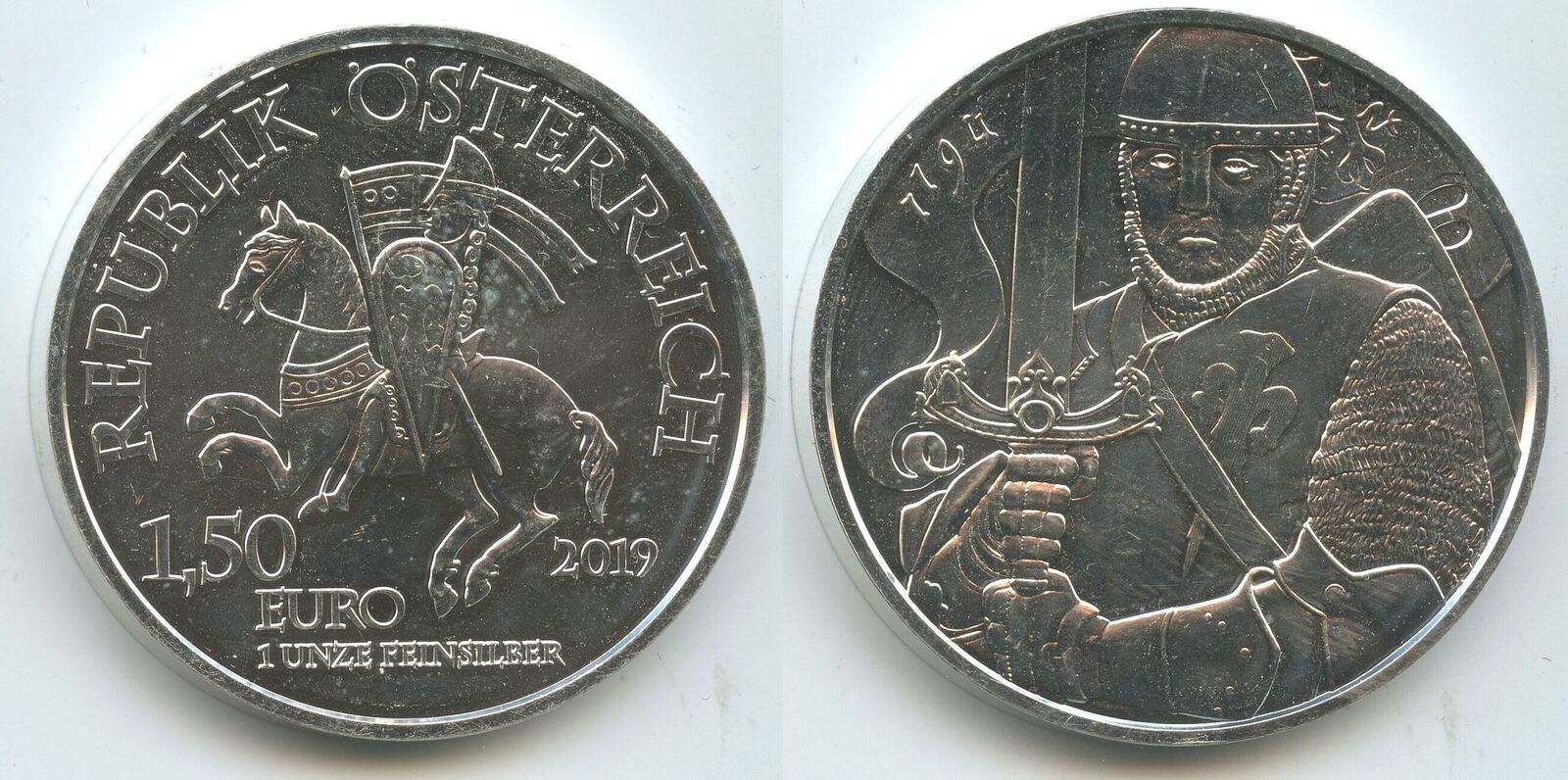Österreich 1,50 Euro - 1 Unze Feinsilber 2019 GS033 - Herzog Leopold V ...
