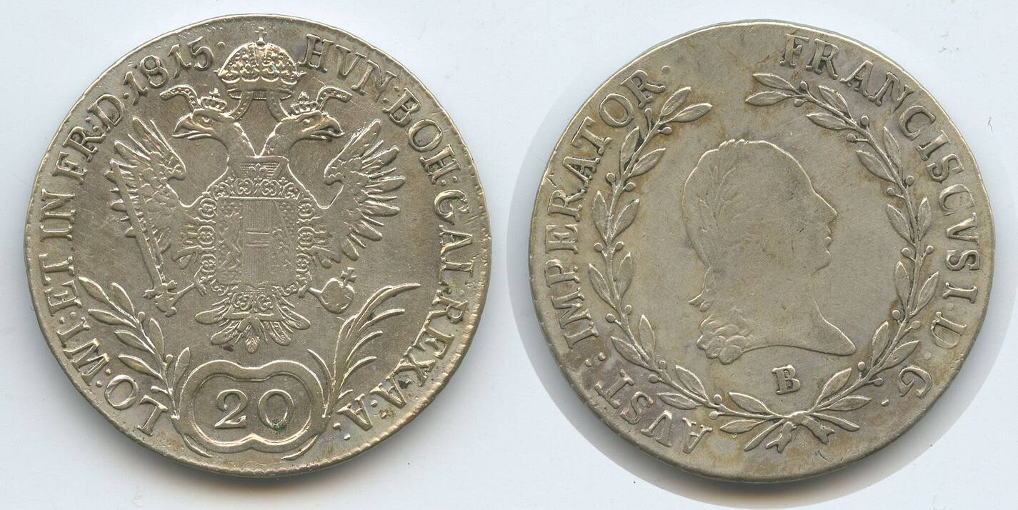 Österreich Ungarn Kremnitz 20 Kreuzer Silber 1815 B Kremnitz H0763 - Franz II. 1792-1835 Austria ...