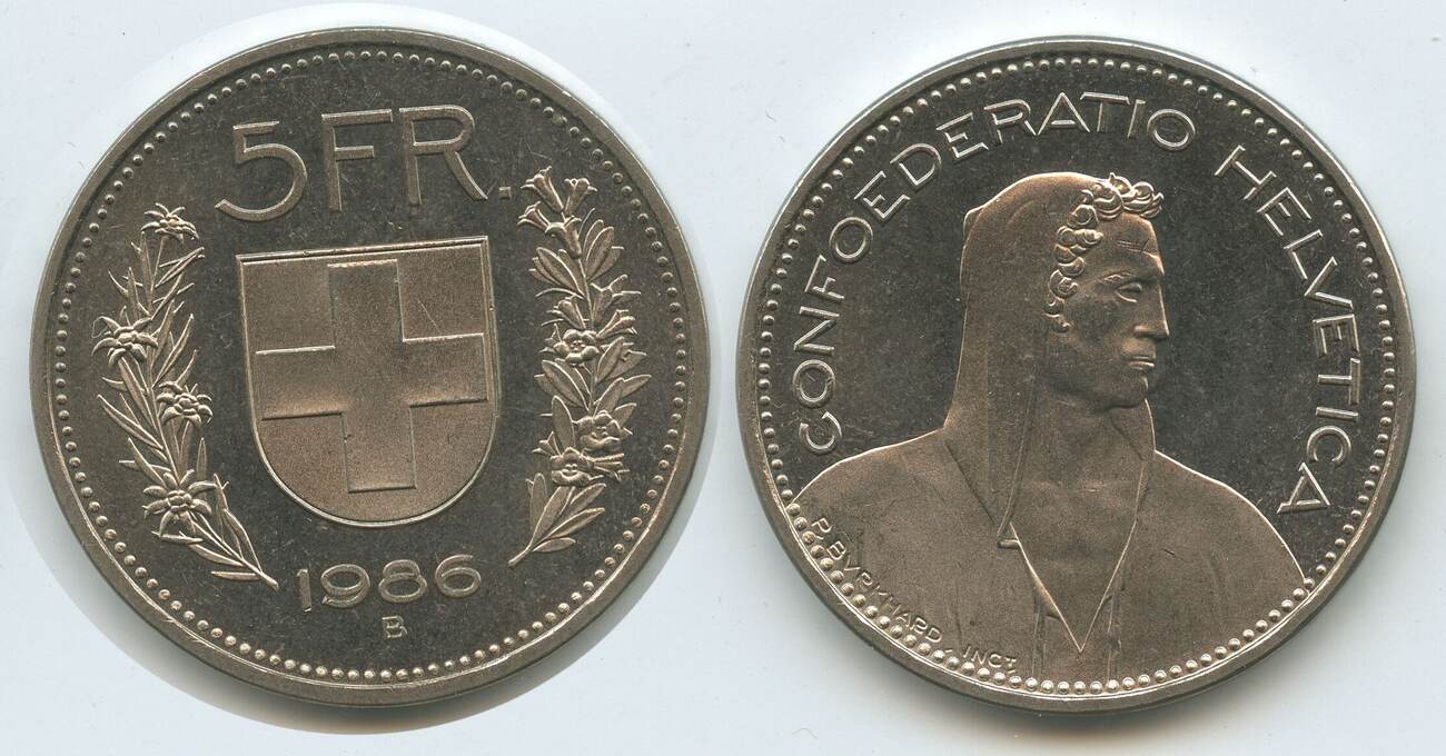 Schweiz Eidgenossenschaft Bern 5 Franken (5 Francs) 1986 B G11387 - Alphirt Confédération ...