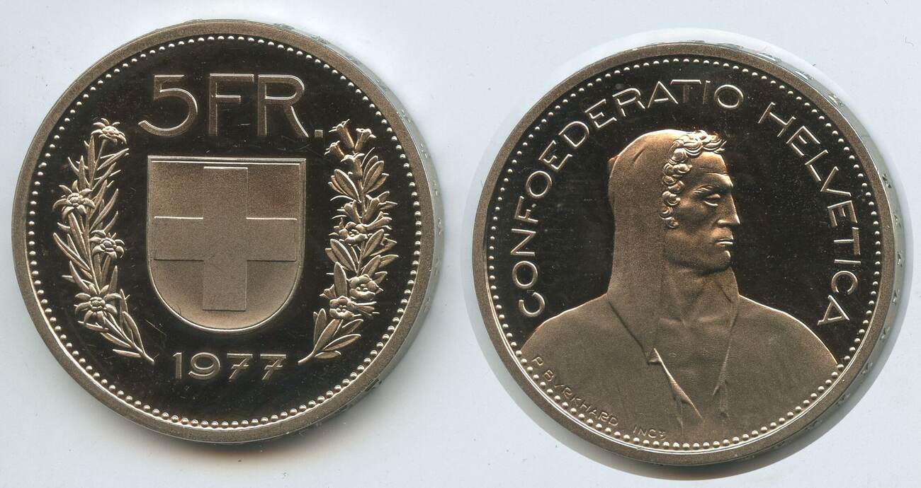 Schweiz Eidgenossenschaft Bern 5 Franken (5 Francs) 1977 G11390 - Alphirt Confédération Helvétia ...