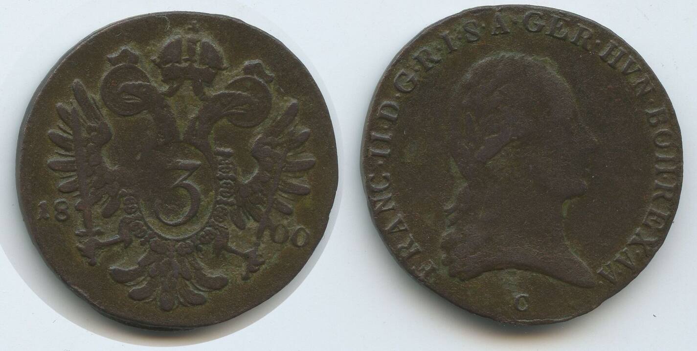 RDR Österreich Böhmen 3 Kreuzer 1800 C Prag G5342 - Franz II. 1792-1835 Austria Bohemia Sehr ...