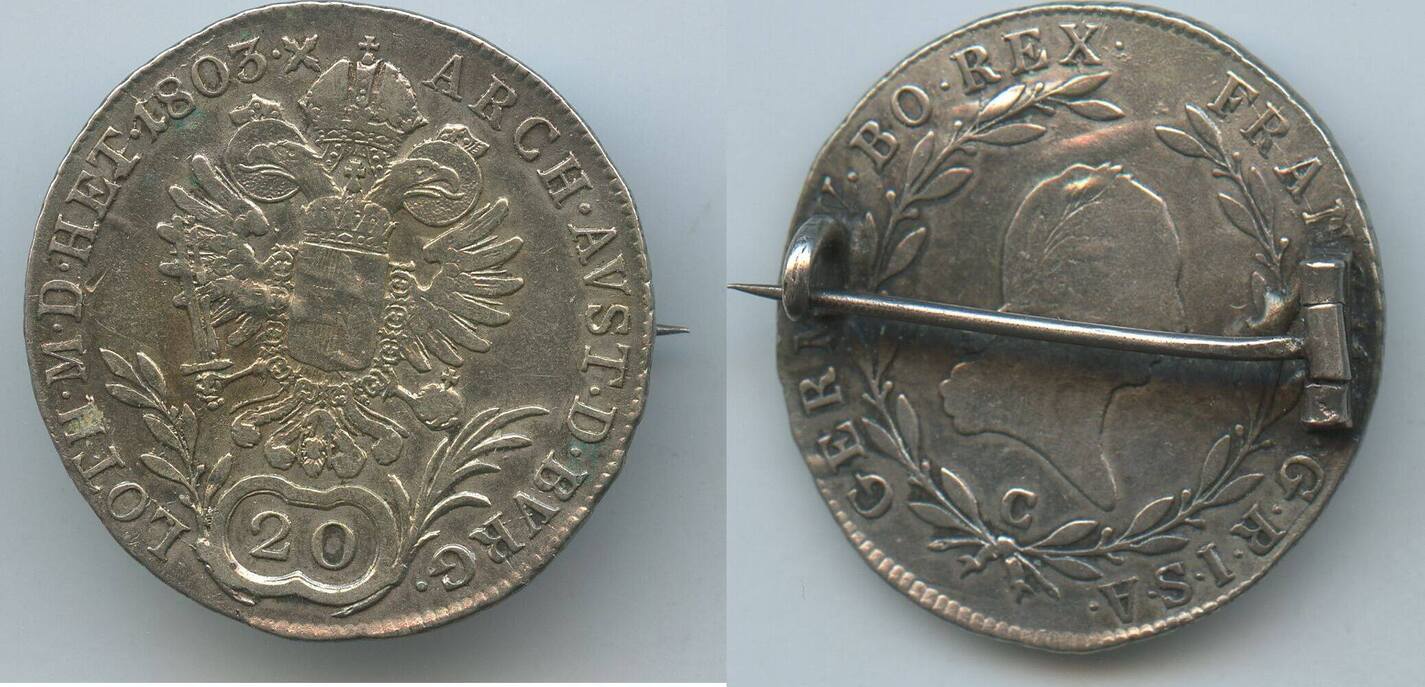 Österreich Böhmen Prag 20 Kreuzer Silber 1803 C M#3362 - Franz II. 1792-1835 Bohemia Austria ...