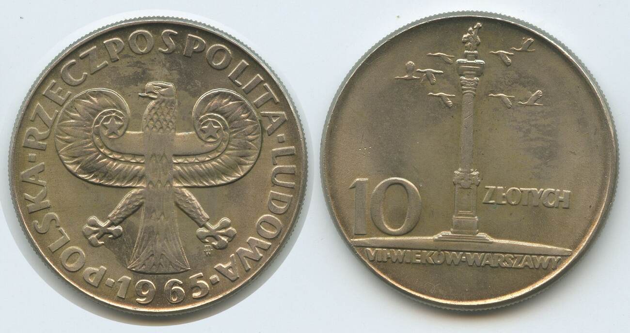 Polen 10 Zlotych (10 Zloty) 1965 G8811 - Sigismundsäule in Warschau Polskich Poland Fast ...