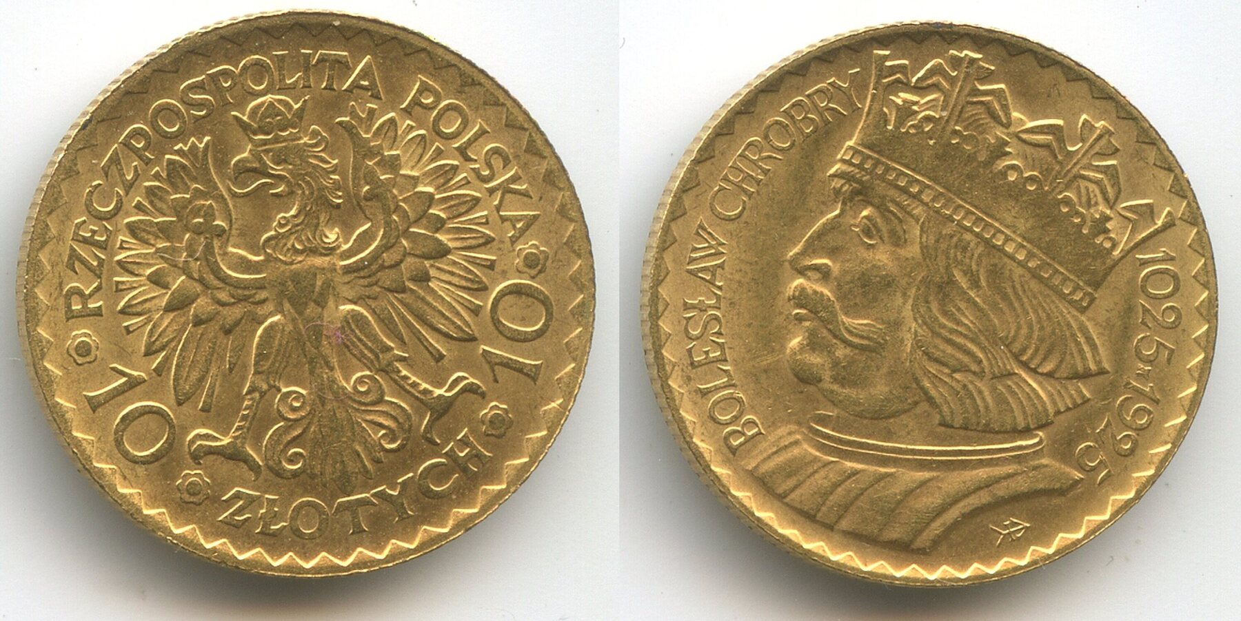 Polen Warschau 10 Zlotych Gold 1925 M#5433 - Bolesław Chrobry 1025-1925 ...