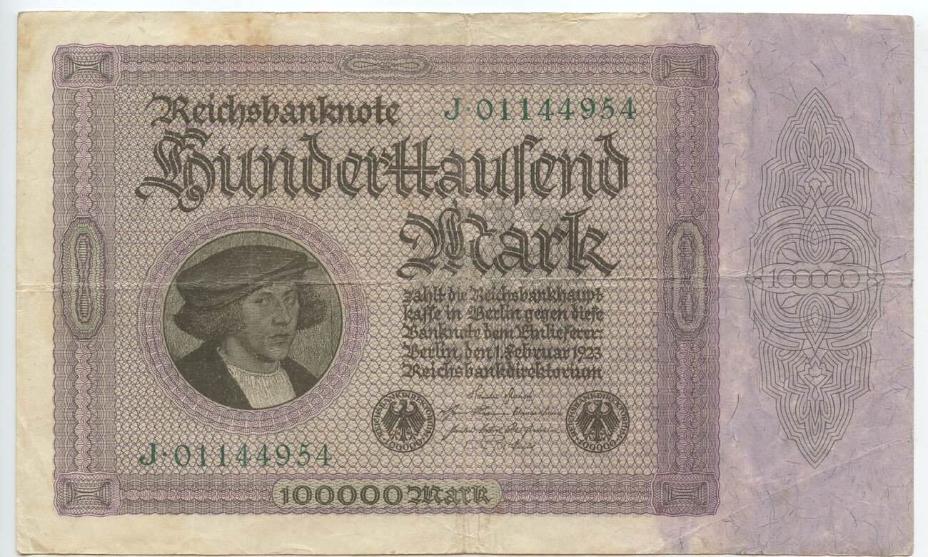 Deutsches Reich Weimar 100000 Mark 1922 GB570 - Reichsbanknote Paper ...