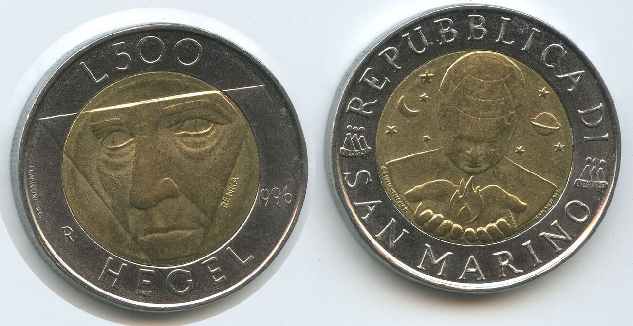 San Marino 500 Lire 1996 R Rom G1573 - Friedrich Hegel Fast unzirkuiert | MA-Shops