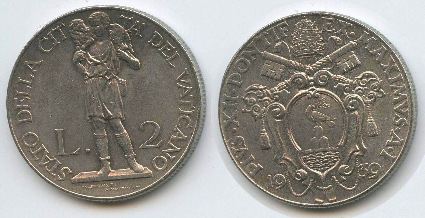 Vatikan 2 Lire 1939-I M#3348 - Papst Pius XII. 1939-1958 Vaticano Vatican City Vorzüglich | MA-Shops