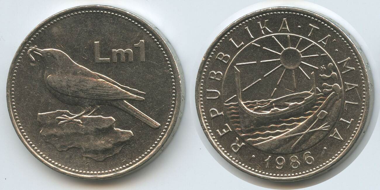 Malta 1 Lira 1986 G3180 - Drossel Merill bird Vorzüglich | MA-Shops