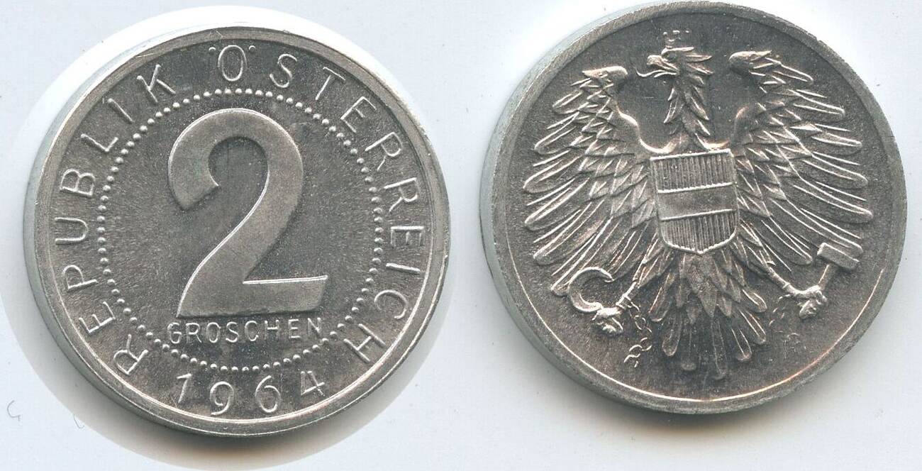 Österreich 2.Republik 2 Groschen 1964 G12549 - Austria Proof Polierte ...
