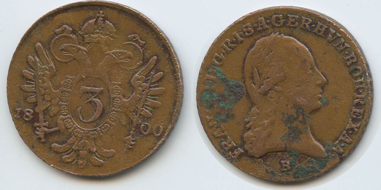 RDR Österreich Ungarn 3 Kreuzer 1800 B Kremnitz G5427 - Franz II. 1792-1835 Hungary Sehr schön ...