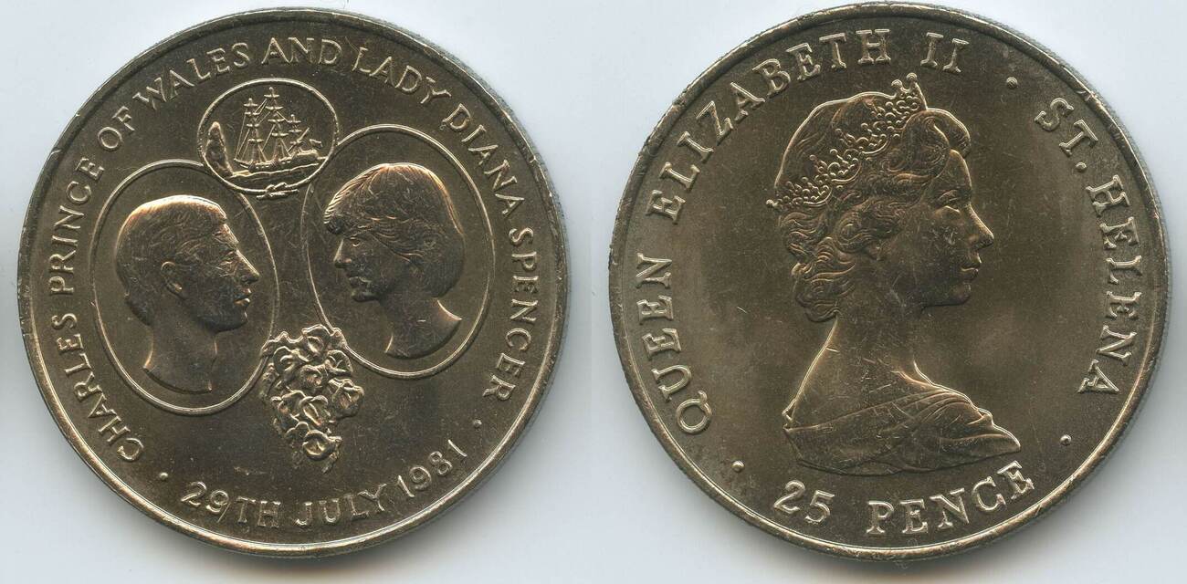St.Helena 25 Pence G0277 - Royal Wedding 1981 – Wedding of Prince ...