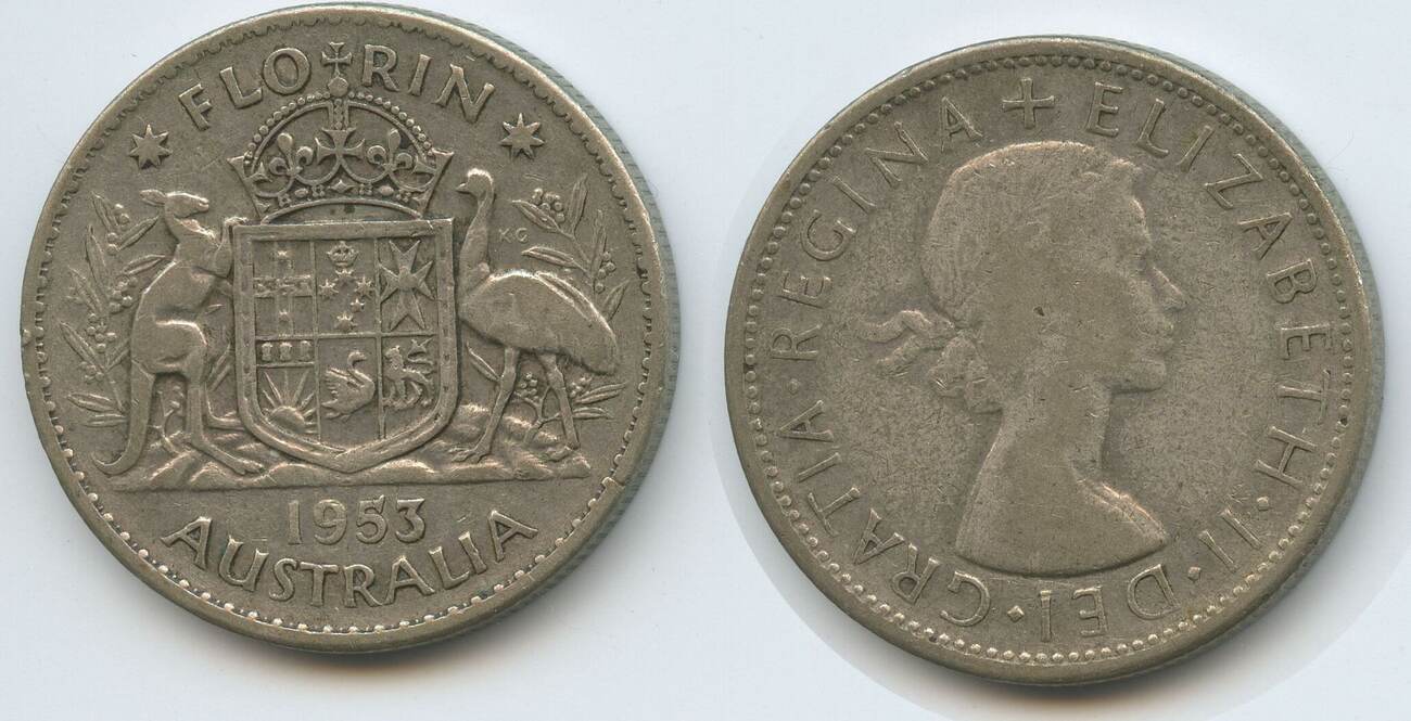 Australien One Florin (2 Shillings) 1953 H0621 - Queen Elizabeth II ...