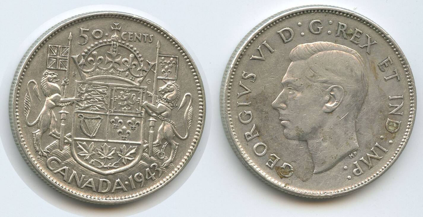 Kanada 50 Cents Silber 1943 H0747 - King George VI. 1936-1952 Canada Sehr Schön+ | MA-Shops