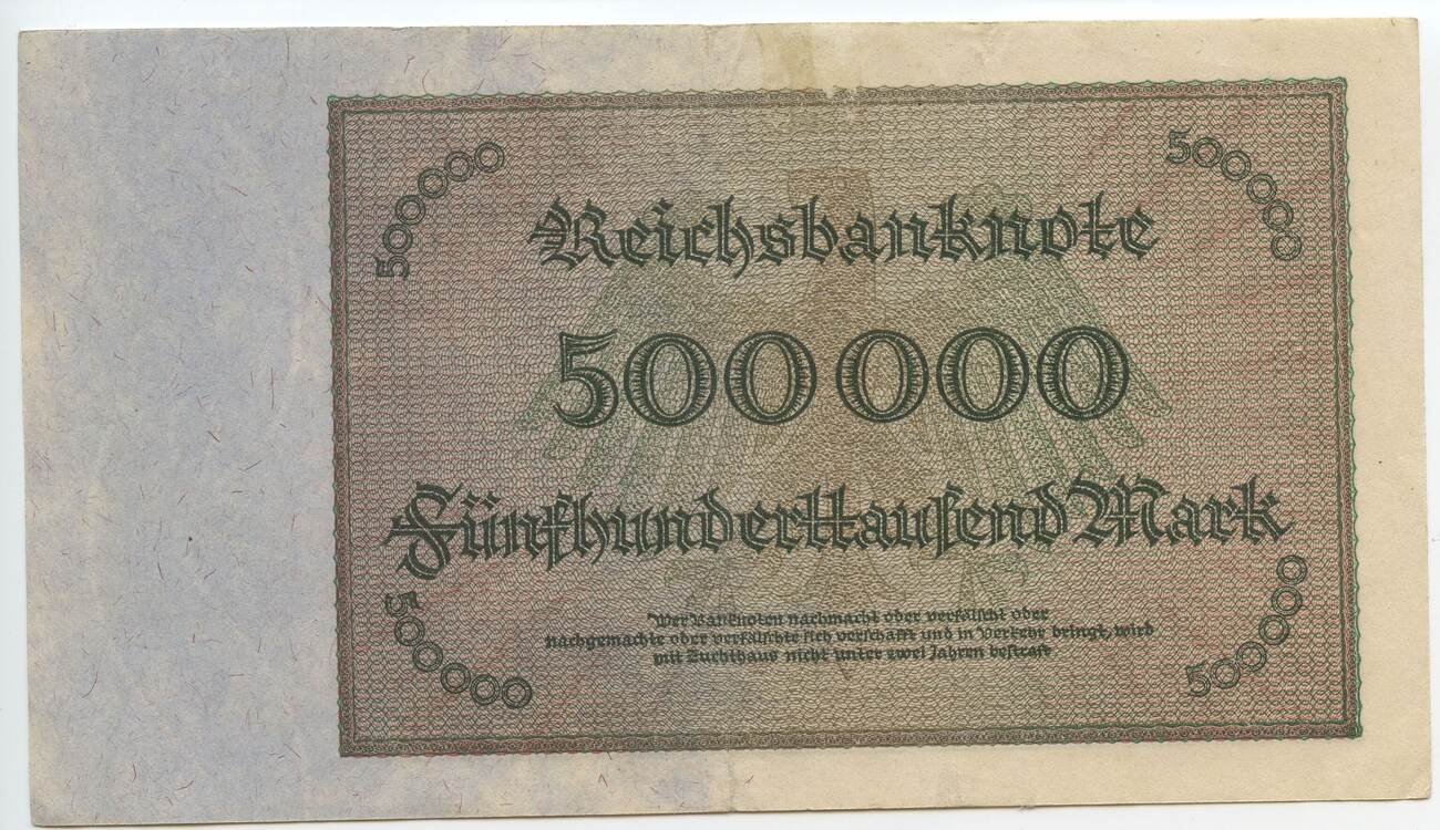 Deutsches Reich Weimar 500000 Mark Banknote 1. Mai 1923 GB758 ...