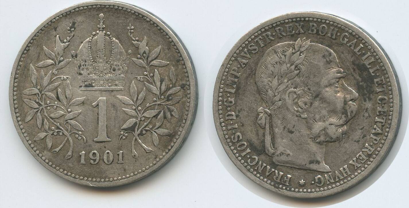 Österreich Kaiserreich 1 Corona (1 Krone) Silber 1901 Wien G5731b ...